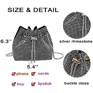 Silver Purse Clutch Rhinestone Evening Crossbody Bags Sparkly for Women Diamond Bling Bag Crystal Handbags Wedding Event (silver black)