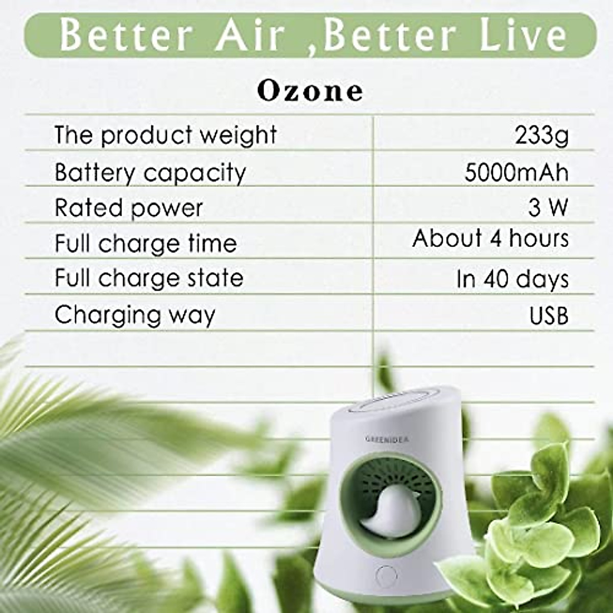 Refrigerator Deodorizer - Portable Ozone Odor Eliminator for Fresh Spaces