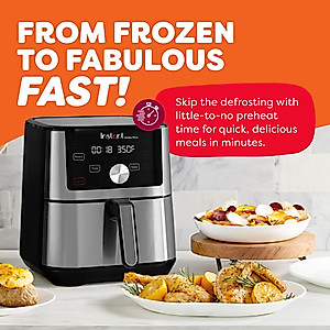 Instant Vortex Plus 6-in-1, 4QT Air Fryer Oven, From the Makers of Instant Pot with Customizable Smart Cooking Programs, Nonstick and Dishwasher-Safe Basket, App With Over 100 Recipes, Stainless Steel