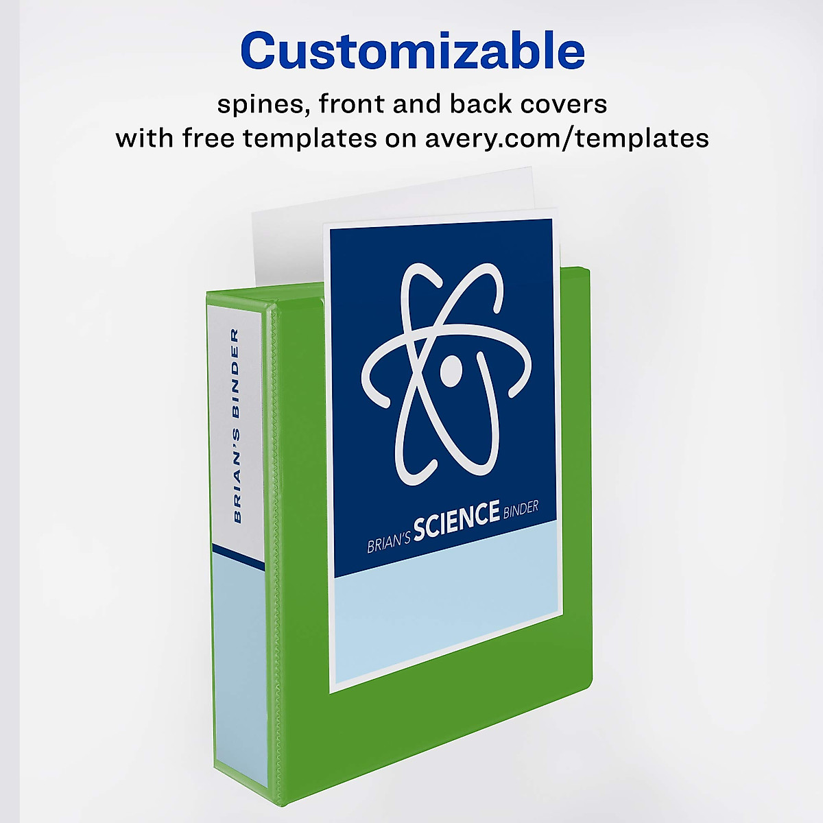 Avery Durable View 3 Ring Binder, 2 Inch Slant Rings, 1 Green Binder (17838)