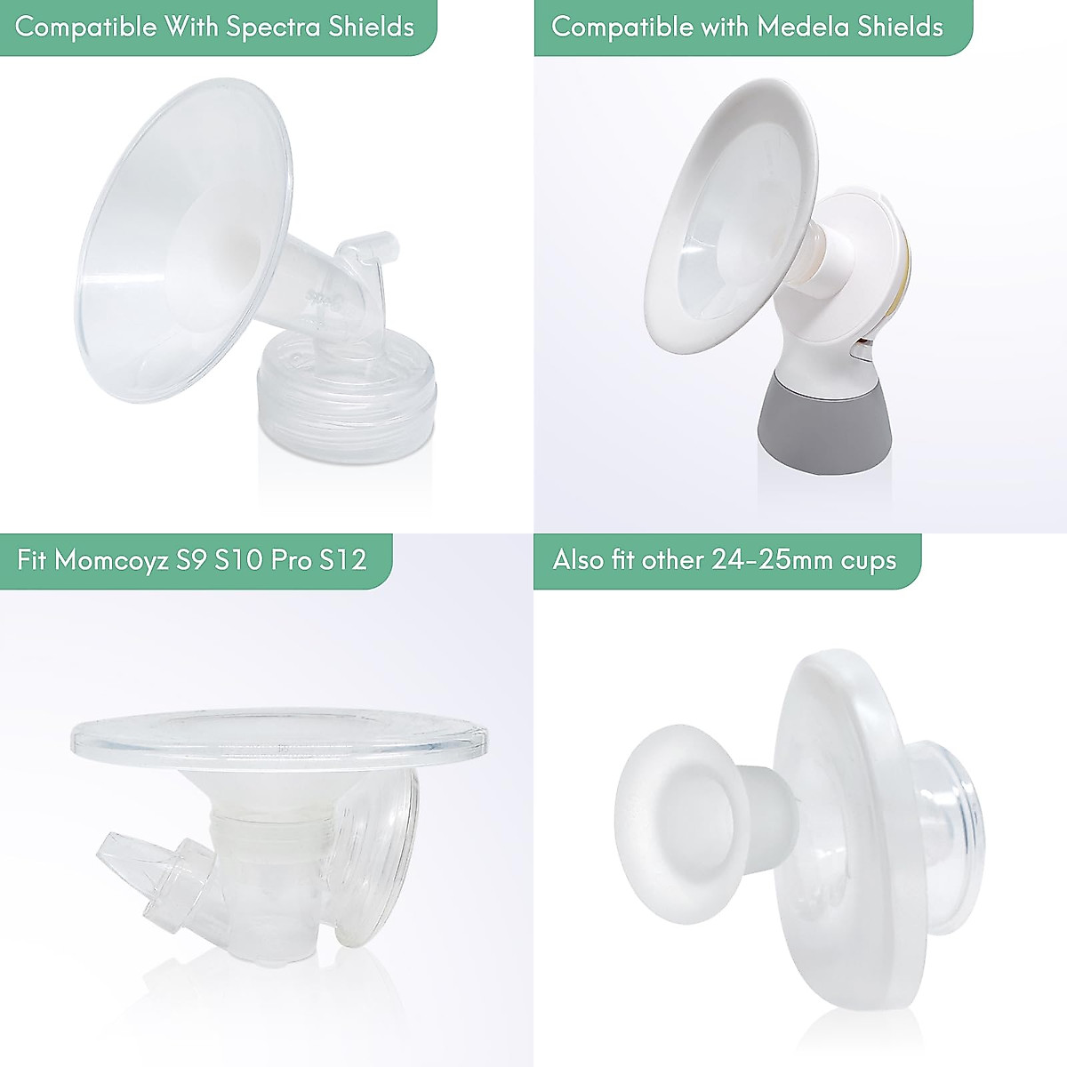 MompMuir 17mm Silicone Flange Inserts Compatible with Momcozy S9 Pro S10 S12 Pro, Paruu P10 P3 R12, TSRETE, kmaier, MomWills, for Spectra S1/S2, Medela Breast Pump, Reduce 24-25mm Tunnel to 17mm, 2pcs