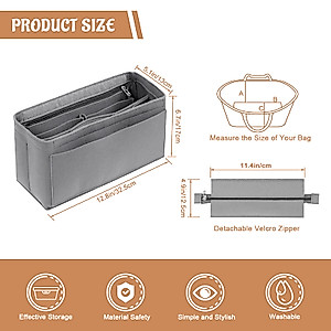 MODOWEY Purse Organizer Insert for Handbags with Removable Zipper, Felt Bag Organizer for Tote, Handbag Organizer Inside Liner Fit Medium Book Tote Bag