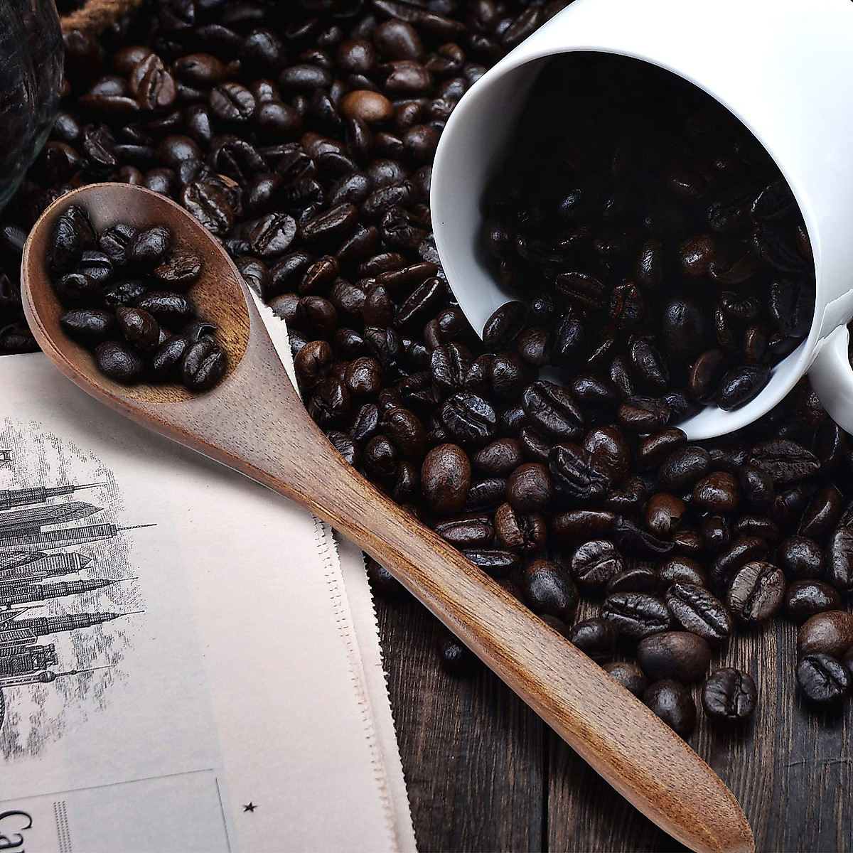 Sevensun Small Wooden Teaspoon, 6pcs Serving Wooden Utensils For Cooking, Condiments, Honey, Spoons For Daily Use