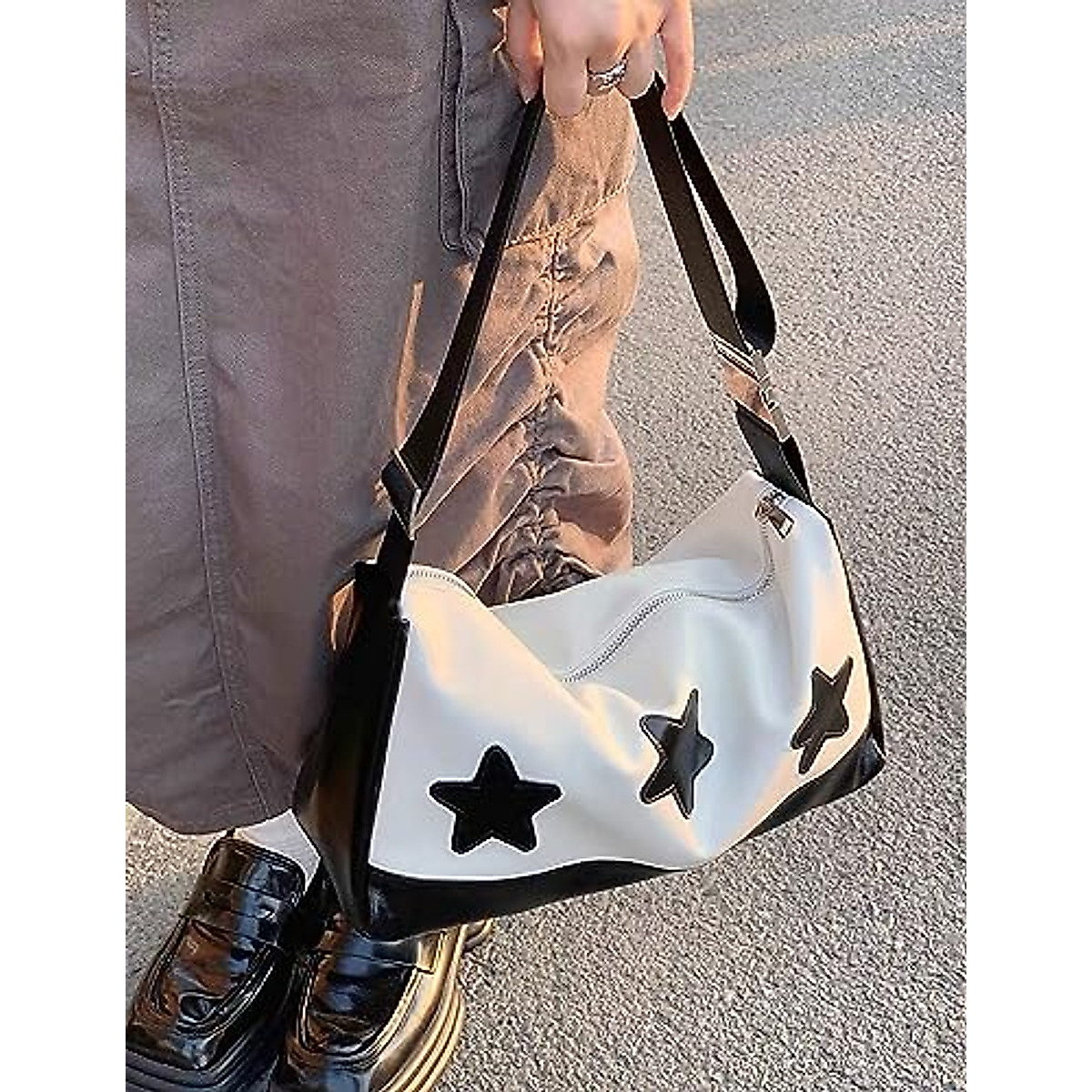 FCOOLYEET Messenger Bag Y2K Aesthetic Star Crossbody Bag Retro Grunge Shoulder Bag for Men and Women (Z#star)