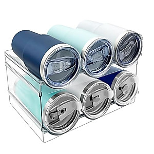 Spaclear 2 Pack Water Bottle Organizer, Stackable Kitchen Pantry Organization and Storage Shelf, Plastic Water Bottle Holder for Cabinet Fridge Organizer and Storage, Tumbler Mug Cup Organizer