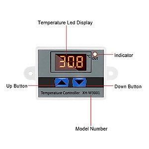 Digital LED Temperature Controller Module, XH-W3001 Thermostat Switch with Waterproof Probe, Programmable Heating Cooling Thermostat (12V 10A 120W)