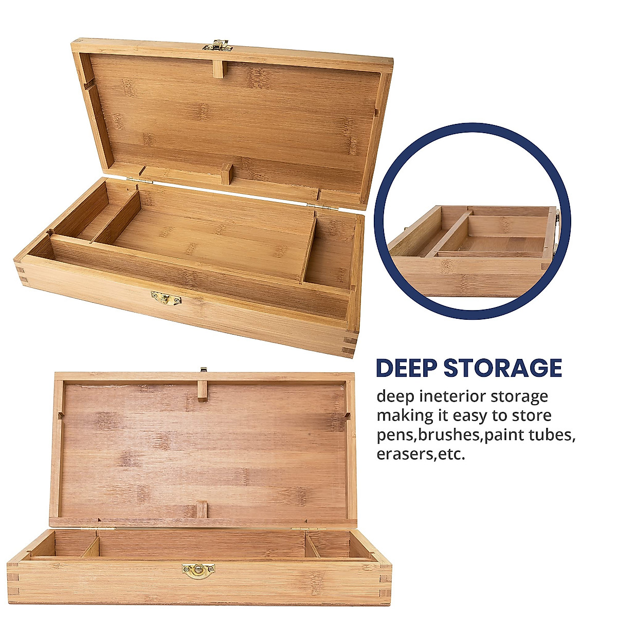 Pacific Arc Salado Tool Box for Art Supplies, 12.5 Inch x 6.5 Inch x 2.25 Inch, 4 Fixed Compartments