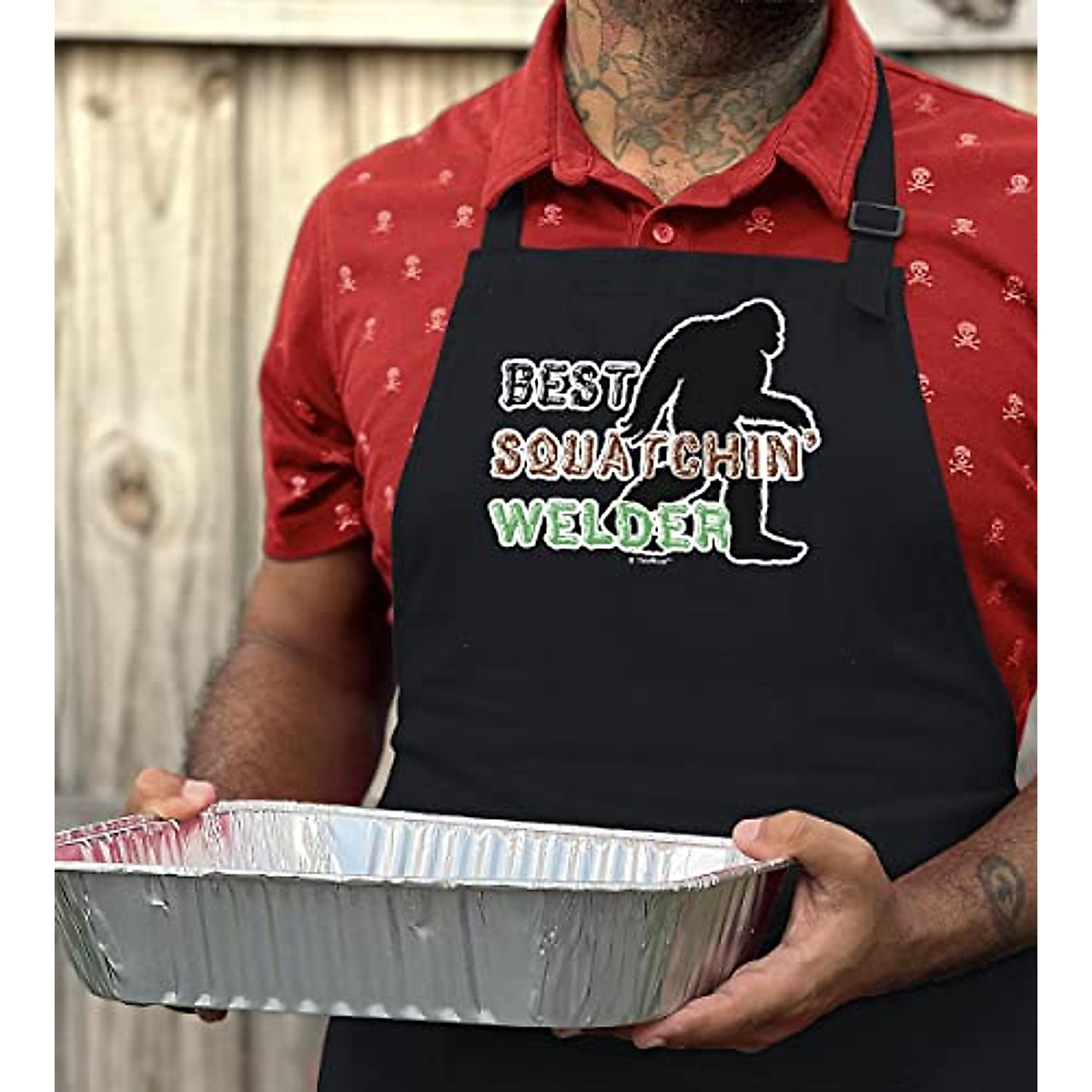 ThisWear Welder Gifts For Men Best Squatchin Welder Two Pocket Adjustable Bib Apron Black