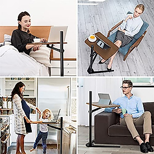 Viozon Floor Stand for Laptop Aluminum Height Adjustable Table for Bed Sofa, Upgraded and Reinforced Chassis,Applicable to All Laptop Notebook Tablets Pad Project 1 (Dark-Wood)