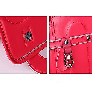 Dream-Fly Ransel Randoseru automatic Lock Japanese school bags for girls boys PU Leather , Red-1