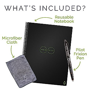 Rocketbook Smart Reusable Notebook, Core Executive Size Spiral Notebook, Infinity Black, Dot Grid, (6" x 8.8")