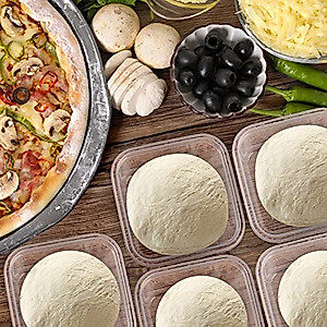 LIANGMIDA Pizza Dough Proofing Box - Set of 12 Stackable Dough Proofing Container with Lid for Family Size Dough - 5.3” x 5.3” x 3.5”