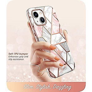 i-Blason Glitter Case for iPhone 14 Plus (6.7 Inches) Mobile Phone Case 360 Degree Case Bumper Protective Cover [Cosmo] with Screen Protector 2022 Edition (Marble)