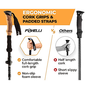 Foxelli Folding Trekking Poles – 2-pc Ultra Compact Hiking Poles for Men & Women, Lightweight Strong Aluminum 7075 Collapsible Foldable Walking Sticks with Flip Locks, 4 Season All Terrain Accessories