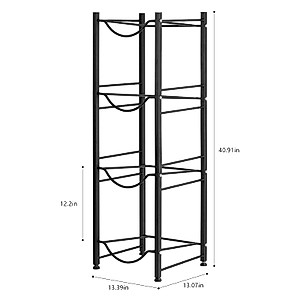 MOOACE 4-Tier Water Jug Rack, 5 Gallon Detachable Water Bottle Holder for Kitchen, Office, Home, Black