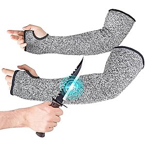 IMENORY Cut Resistant Sleeves, Arm Protectors for Thin Skin and Bruising, Upgrade Work Cooking Gardening Forearm Sleeves with Thumb Hole Arm Guards for Men Women Garden Kitchen Yard Work 1 Pair