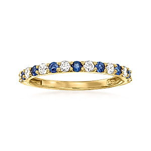 Ross-Simons 0.30 ct. t.w. Sapphire and .24 ct. t.w. Diamond Ring in 14kt Yellow Gold. Size 7