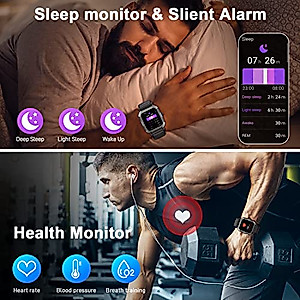 Rlaineox Smart Watch for Men Fitness Tracker: (Make/Answer Call) Bluetooth Military Smartwatch for Android Phones iPhone Waterproof Outdoor Tactical Digital Sport Run Watches Blood Heart Rate Monitor