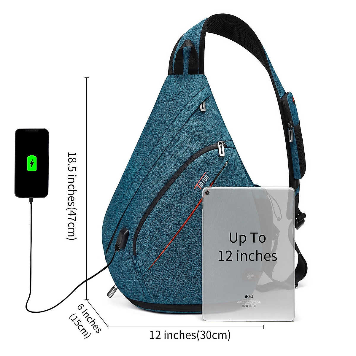 TUDEQU Sling Backpack,8 Pockets One Strap Backpack for Men Large Sling Bag,19L Single Strap Backpack for Men