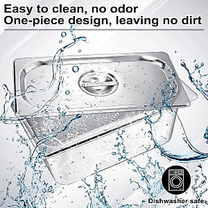 Generic 6 Pack Stainless Steel Buffet Containers Third Size, Steam Table Pan With Lid, Restaurant and Commercial Pans, Hotel Pan 4"" Deep Anti-Jam, Chafing Steam Table Catering Storage Metal Food Pan