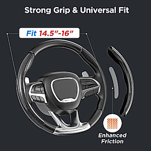 BenLoc Universal Fit Carbon Fiber Steering Wheel Cover, Hard Car Steering Wheel Cover Protector, Segmented Non-Slip Carbon Fiber Car Wheel Cover Black