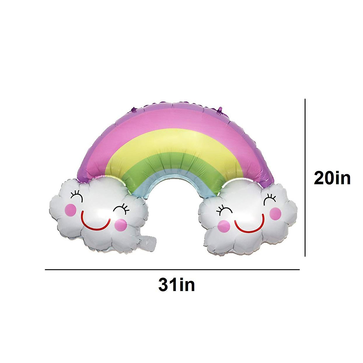 6 Pack Big Size Rainbow and White Cloud Balloons for Birthday Party Baby Shower Bridal Shower Bachelorette Party Decoration