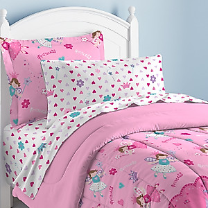 Dream Factory Magical Princess Ultra Soft Microfiber Girls Comforter Set, Pink, Twin