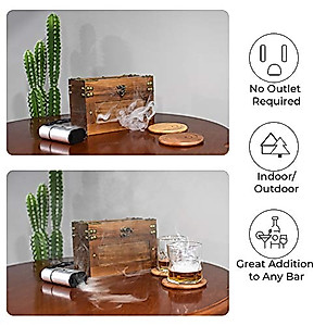 Cocktail Smoker Box Smoking Gun Wood Smoke Infuser I Indoor Smoker Wooden Box 9”x 5” x 6” with Smoke Infuser 4.7” x 2.4” x 1.4” I Portable Smoke Generator Smoking Accessories