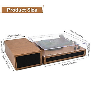 LP&No.1 Record Player, Wireless Turntable with Stereo Bookshelf Speakers,Vinyl Record Player,Support Wireless,Auto-Stop.(Yellow Wood)