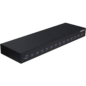 SEDNA - 19 Inch 1U Rack Mount 13 Port USB 3.2 Gen I Hub (5Gbps) - with 5V 10A AC/DC Adapter