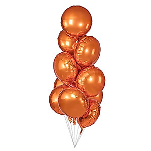 MIJIE 30 Orange Mylar Balloons 18 Inch Round Self-Sealing Foil Balloons Helium Balloons for Graduation Halloween Thanksgiving Fall Party Decorations (Orange)