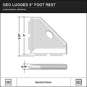 Questech Décor 5 Inch Shower Footrest, Wall Mounted Corner Shower Shaving Shelf, Lugged For New Construction, Corner Shower Shelf Caddy For Tiled Shower Walls, 5 Inch Geo Lugged, Graphite Black
