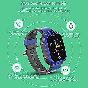 PTHTECHUS 4G GPS Kids Smartwatch Phone - Boys Girls Waterproof Watch with GPS Tracker 2 Way Call Camera Voice & Video Chat SOS Alarm Pedometer WiFi Wrist Watch Birthday Gifts for Students, 4G Blue