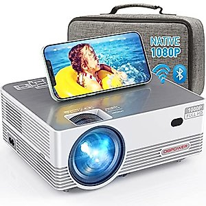 Native 1080P WiFi Bluetooth Projector, DBPOWER 9500L Full HD Outdoor Movie Projector Support iOS/Android Sync Screen&Zoom, Home Theater Video Projector Compatible w/PC/DVD/TV/Carrying Case Included