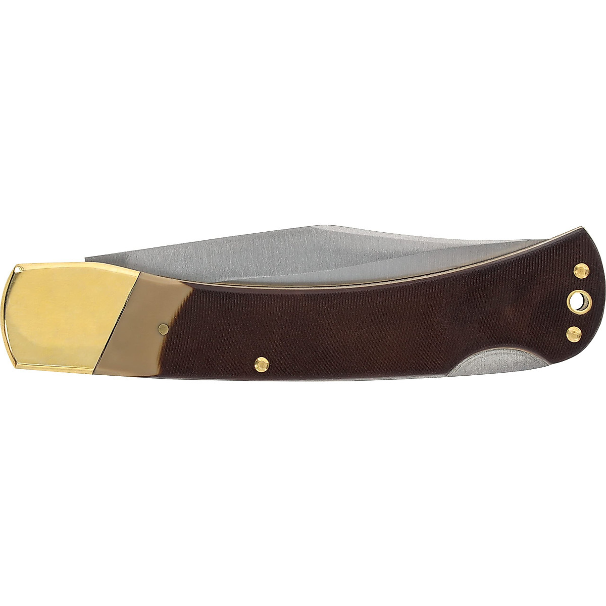 Old Timer 6OT Golden Bear Traditional Lockback Pocket Knife with 3.9in High Carbon Stainless Steel Clip Point Blade, Sawcut Handle, and Lanyard Hole for Hunting, Whittling, Camping, EDC, and Outdoors