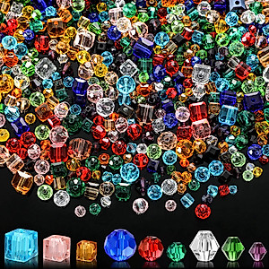 1000 Pieces Crystal Beads for Jewelry Making Assorted Faceted Crystal Glass Beads Bulk Bicone Cube Bracelet Making Kit Rondelle Spacer for DIY Crafts Bracelets Necklace Pendants Making Supplise