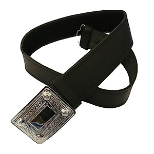 Tartanista Mens Black Kilt Belt & Buckle Size L - 36" - 45" (91-114cm)