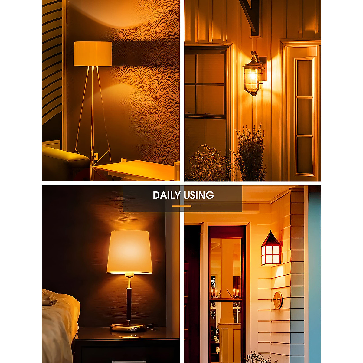 L LOHAS LED Halloween Orange LED Light Bulbs Outdoor, A19 9W(60W Equivalent) Orange Colored Light Bulb, E26 Base, Non-Dim, 4-Pack