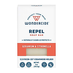 Wondercide - Repel Soap Bar for Kids & Family - Citronella & Geranium - With Natural Essential Oils, Coconut Oil, and Shea Butter - Gentle and Moisturizing - 4oz Bath Bar