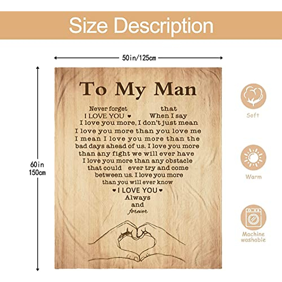 Basiole Gifts for Boyfriend Husband Blanket, I Love You Gifts for Him, Romantic Gifts for Men, Anniversary Birthday Gifts for Boyfriend, Valentines Day Gifts for Boyfriend Throw Blankets 50"X60"