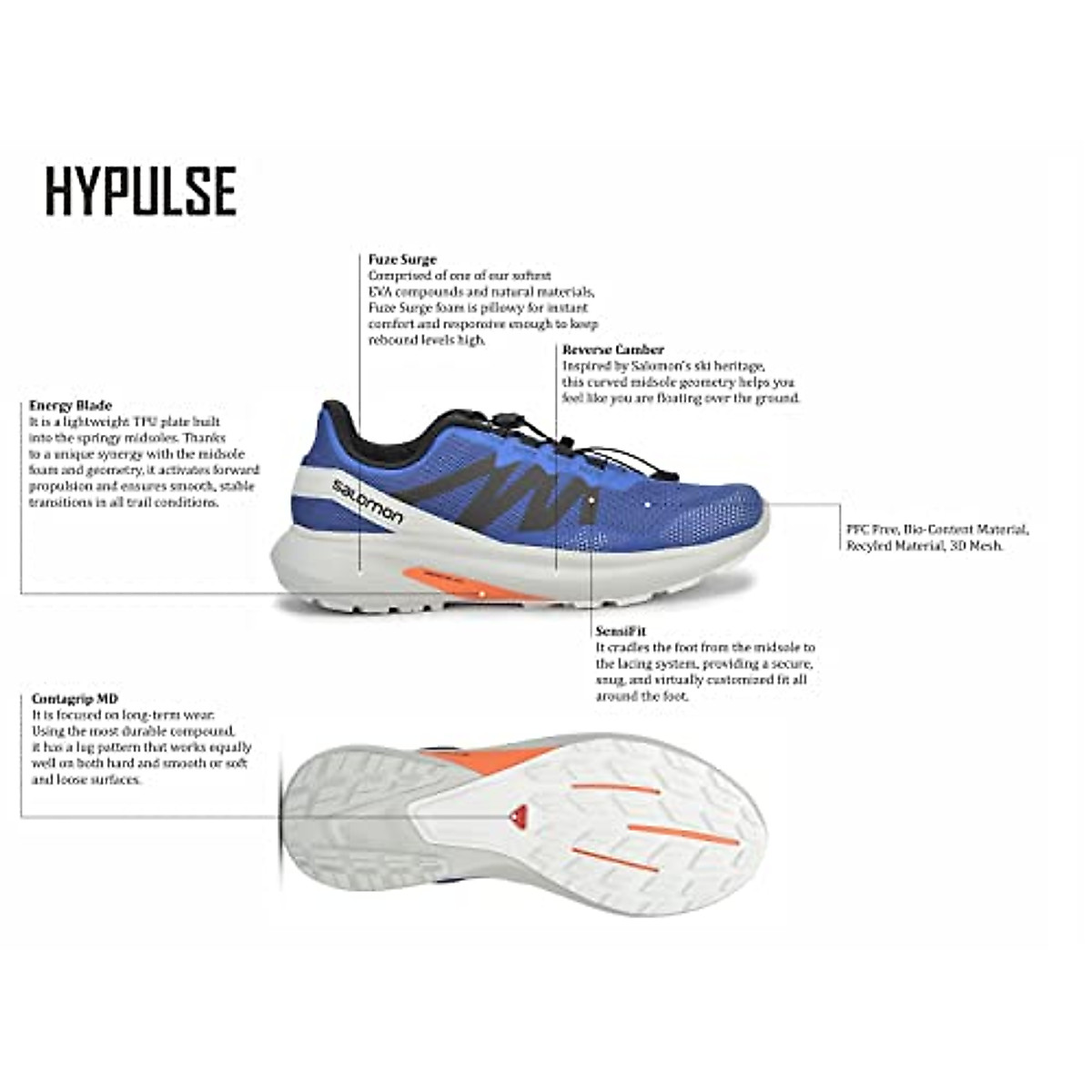 Salomon HYPULSE Trail Running Shoes for Men, Magnet/Poppy Red/Black, 10.5