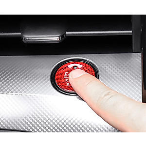 iJDMTOY Gloss Red Real Carbon Fiber Keyless Engine Start/Stop Push Start Button Cover w/Indicator Light Opening, Compatible with Ford F-150 Raptor Explorer Fusion Expedition Edge Taurus, etc