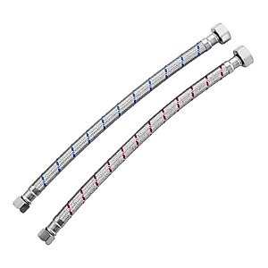 ALEASHA 12 Inch Faucet Supply Lines Stainless Steel Braided Supply Hose for Sink Faucet G1/2" FIP x 3/8" Compression Faucet Connector, cUPC Bathroom Water Hose Replacement Parts 2 PCS