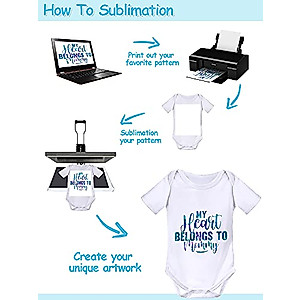 HESTYA 4 Pieces Baby Bodysuit Sublimation White Short Sleeve Shirt for Unisex Preemie Month Baby Boys Girls(White,0-3 Months)