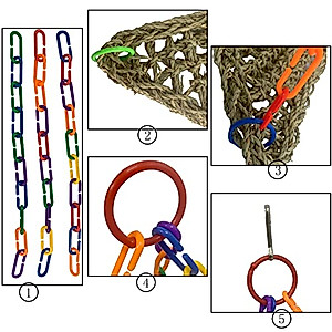 MUYG Bird Swing Toys, Birds Edible Seagrass Swing Hammock Mat Parrot Lounger with Toys Handmade Woven Hanging Hammock for Lovebird Cockatiel Canary Parakeets Finch Budgie(2 Pcs)