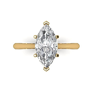 Clara Pucci 2.50 ct Marquise Cut Solitaire Moissanite Engagement Wedding Bridal Promise Anniversary Ring 18K Yellow Gold Size 3.5