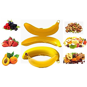 Banana Keeper On The Go Outdoor Travel Case BPA-Free Fruit Protector Saver Portable Banana Holder for Lunch Boxes Cute Carrier Storage Box 2 Pack Yellow (Banana Keeper)