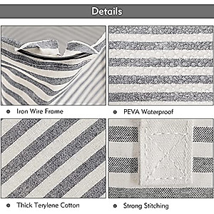 DOKEHOM 80L [2 Pack] Freestanding Laundry Hamper with Handle, Collapsible Large Cotton Storage Basket for Clothes (Grey)