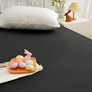 AYASW Fitted Sheet Only Full Size Deep Pocket 16 Inches Soft and Cozy Bed Bottom Sheet 1 Piece 1800 Double Brushed Microfiber Wrinkle Fade Resistant Easy Care Stable Black Holiday Decor