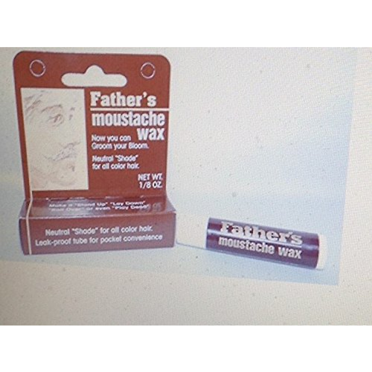 Father's Moustache Wax Neutral - 1/8 oz. Neutral Shade For All Color Hair. Leak Proof Tube For Pocket Convenience